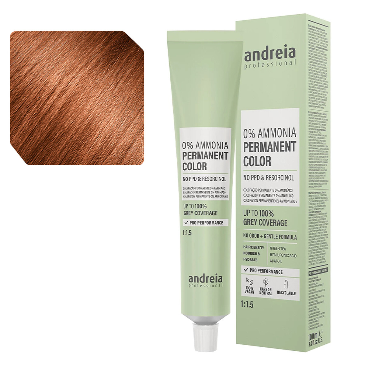 Andreia Coloración Permanente 0% Amoniaco 6.34 Rubio Oscuro Dorado...
